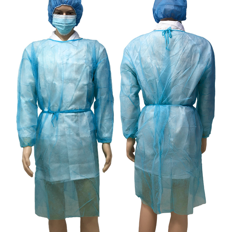 China Polypropylene Disposable Isolation Gown With Elastic Cuff factory ...
